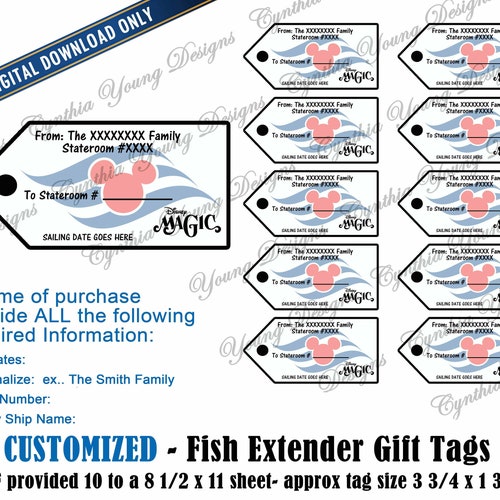 Fish Extender Gift Tags Customized With YOUR Personal - Etsy