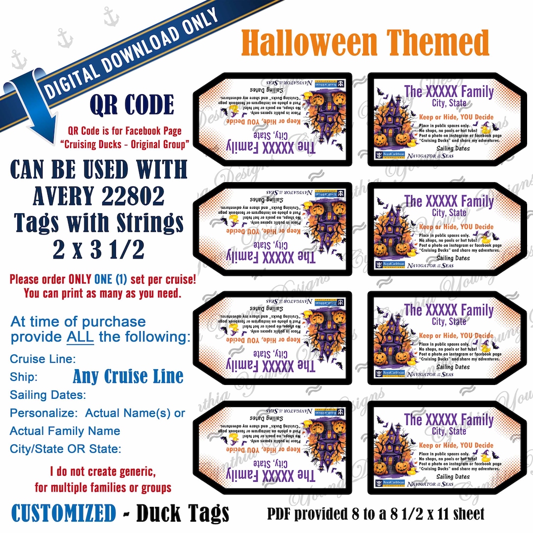 Halloween Duck Tags| Avery Product 22802 Tags With Strings | Customized ...