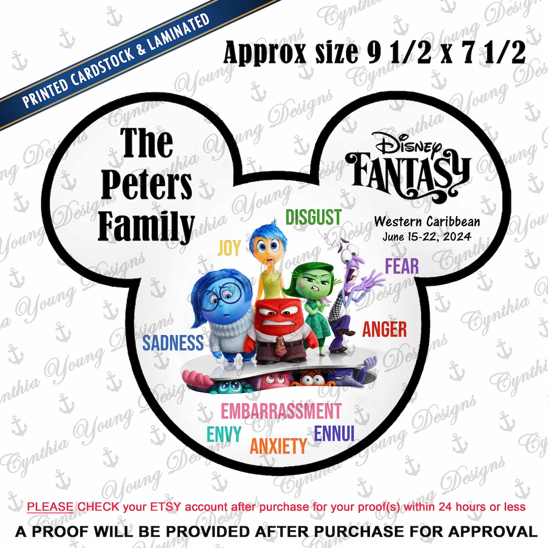 Cruise Door Magnet | Stateroom Door Mickey Ears | Inside Out 2 | Fear ...