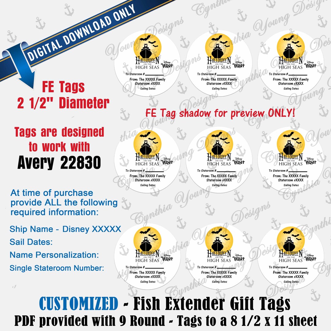 Fish Extender Gift Tags| Avery Product 22830 Round Peel & Stick Labels ...
