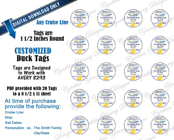 Duck Tags Round Tags Customized With YOUR Personal | Etsy