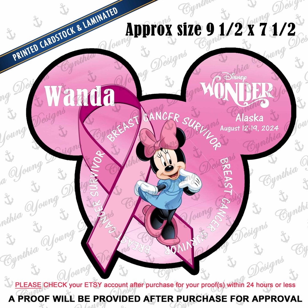 Cruise Door Magnet | Stateroom Door Mickey Ears| Breast Cancer Survivor ...