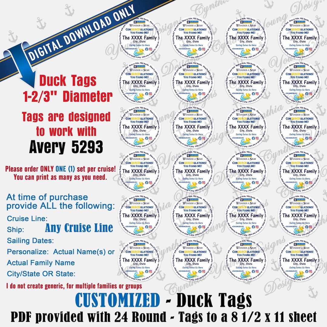 Duck Tags Round Tags | Customized With YOUR Personal Information| Not ...