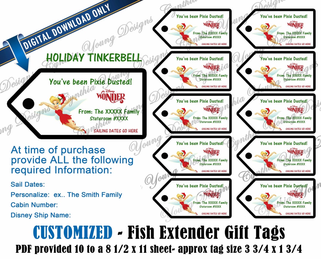 Fish Extender Gift Tags Customized With YOUR Personal Information Not ...