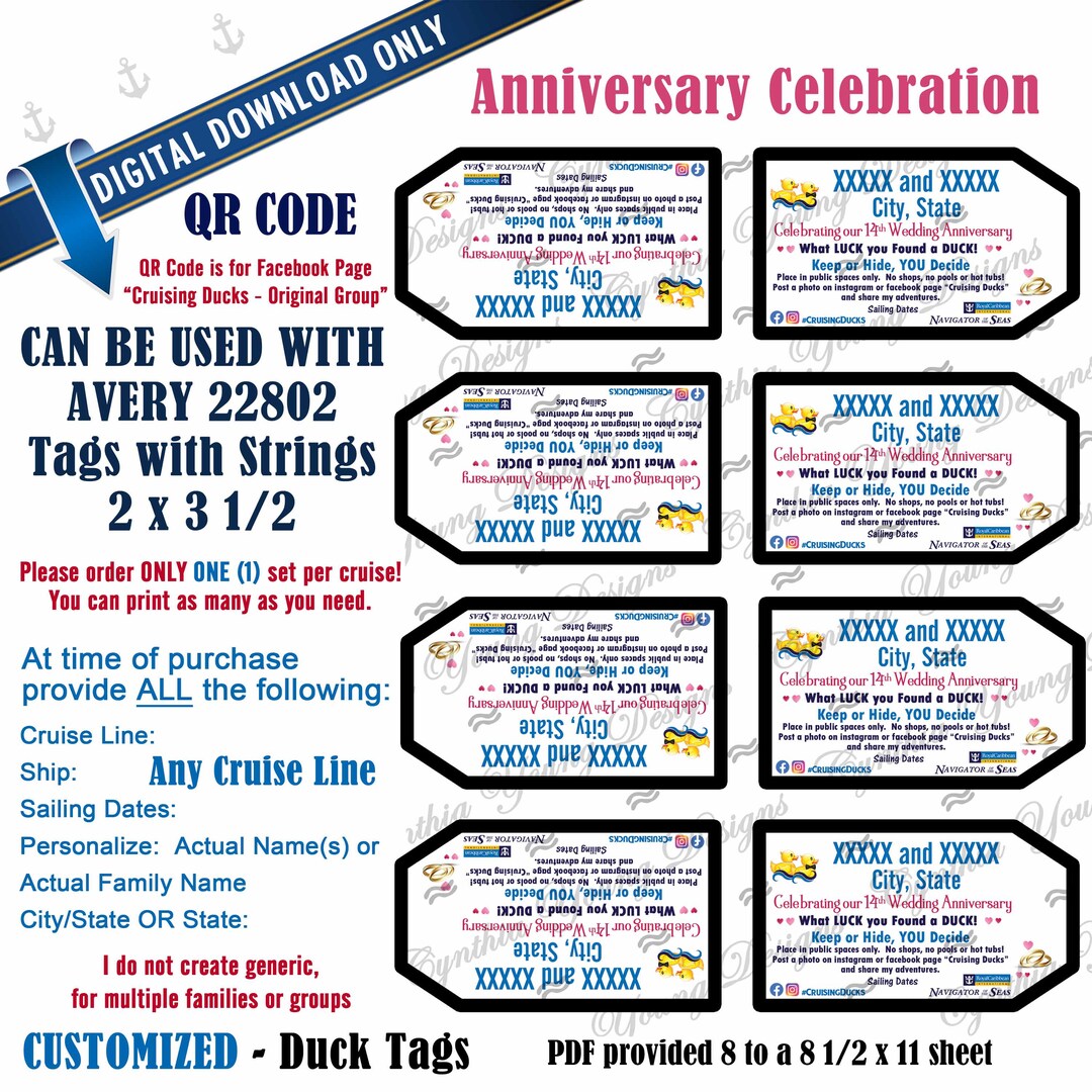Anniversary Duck Tags| Avery Product 22802 Tags With Strings ...