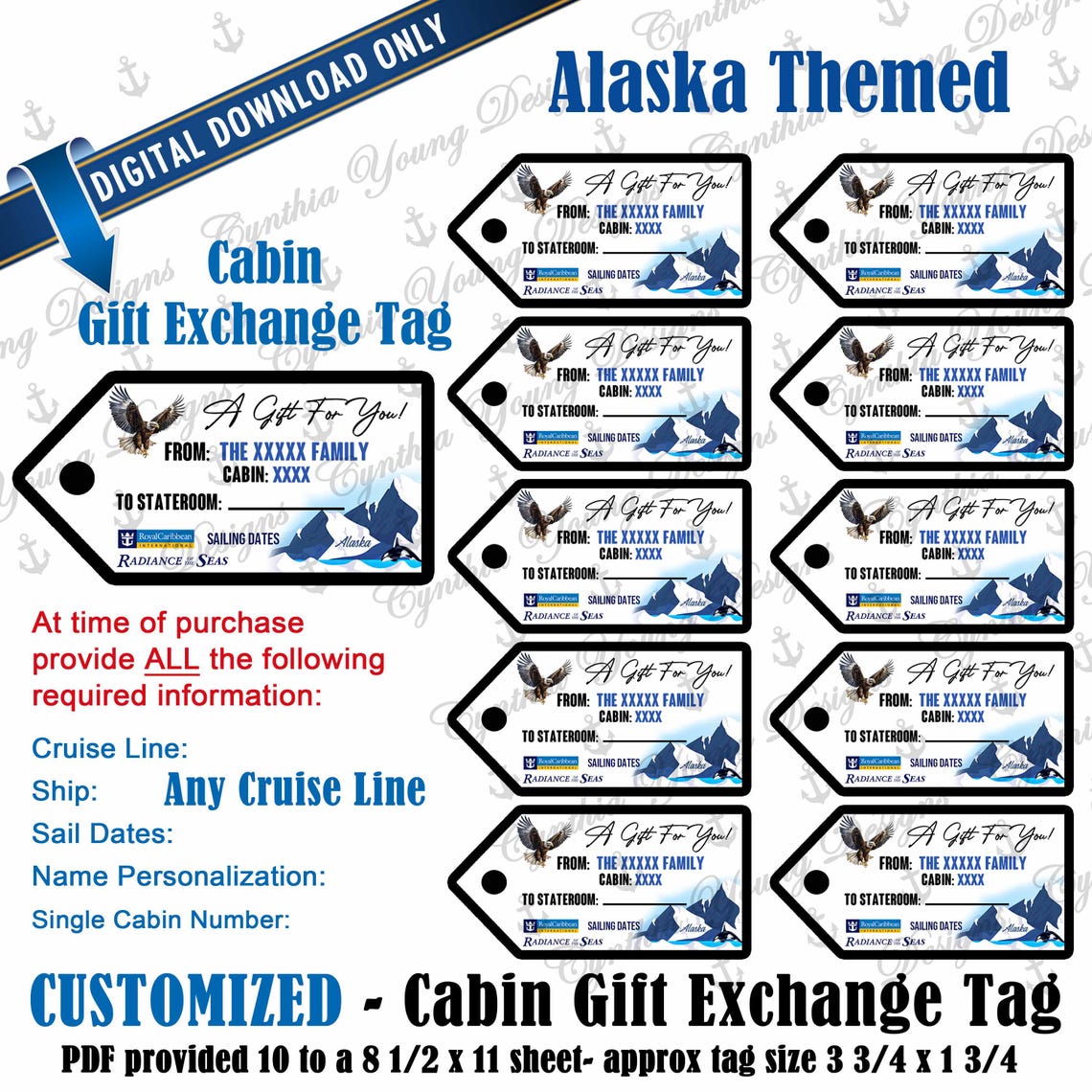 Cabin Gift Exchange Tags| Alaska Themed | Personalized W/your Personal ...