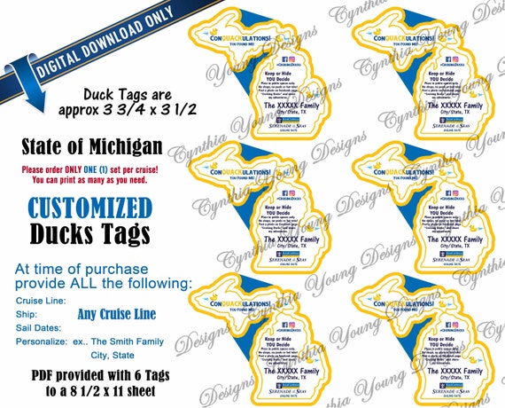 Michigan Shaped Duck Tags Customized With YOUR Personal Info - Etsy