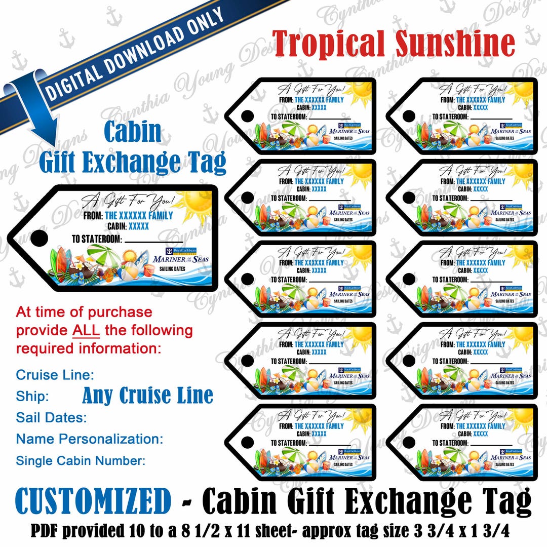 Cabin Gift Exchange Tags| Personalized W/your Personal Information| ANY ...