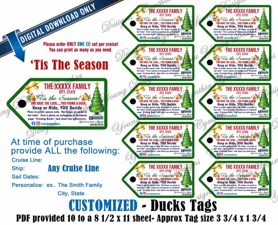 Tis the Season Duck Tags Holiday Customized Duck Tag RCL NCL - Etsy