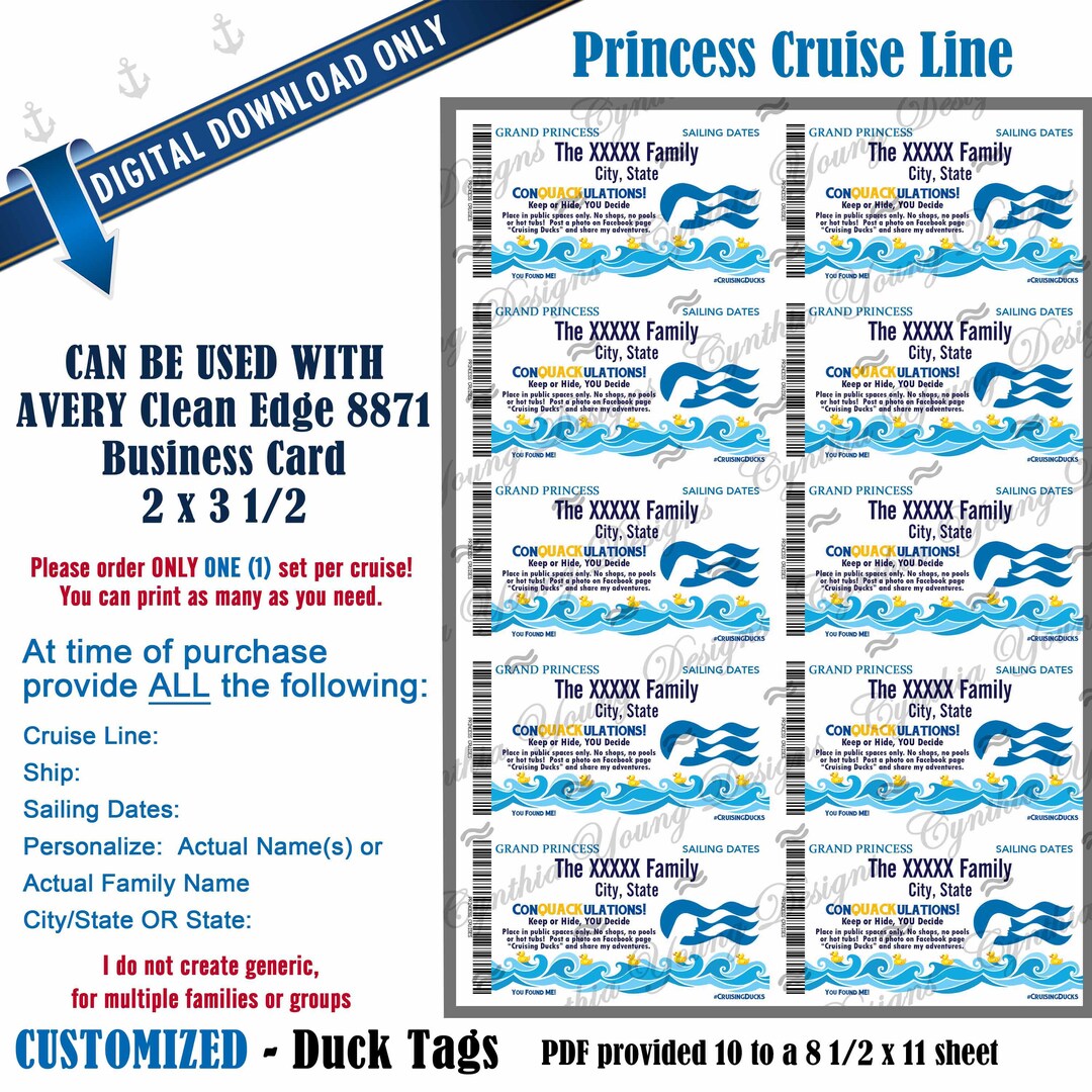 Princess Duck Tags| Customized With YOUR Personal Information| Not an ...