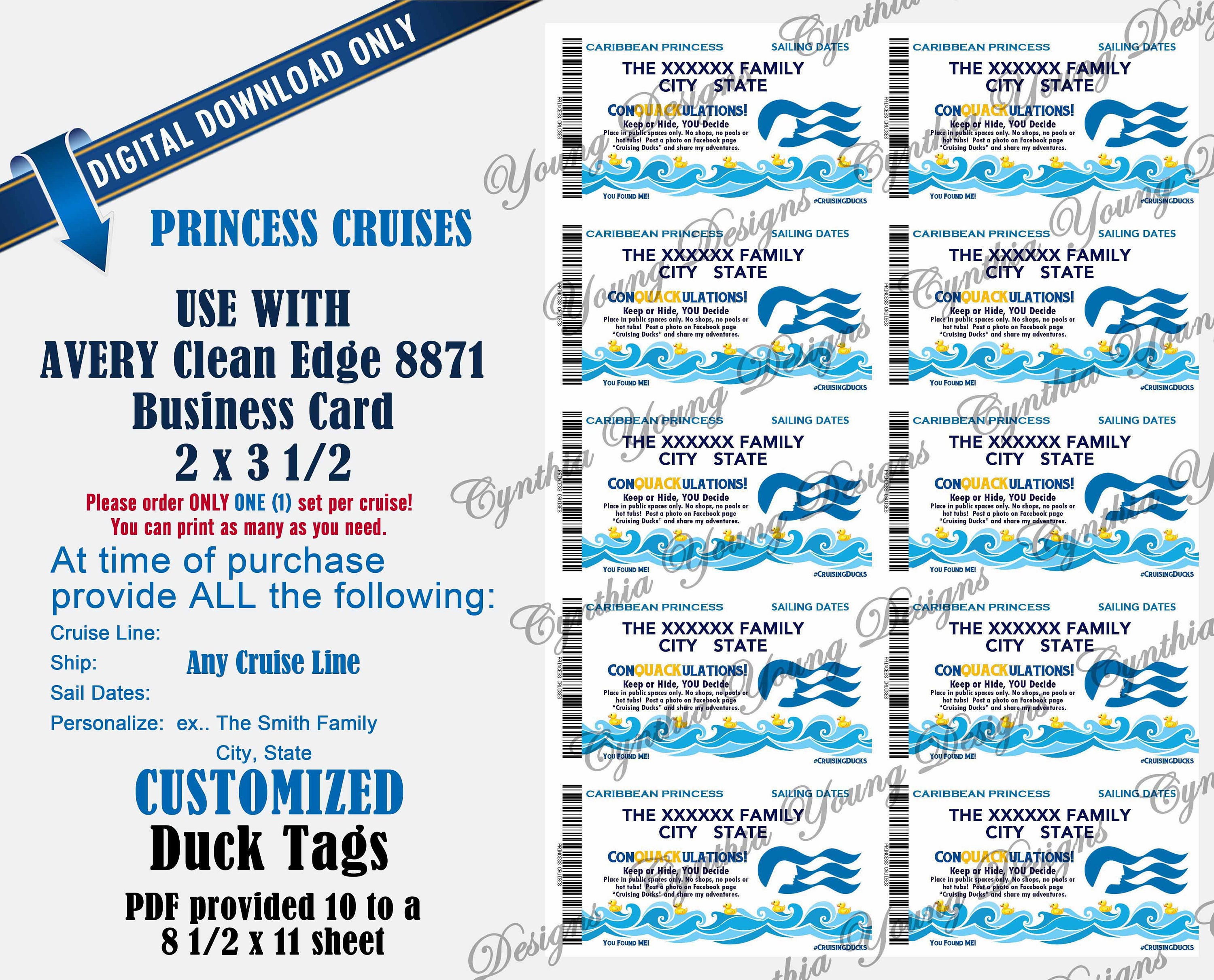 Princess Duck Tags Customized With YOUR Personal Information - Etsy