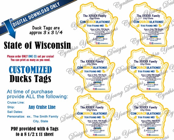 Wisconsin Shaped Duck Tags Customized With YOUR Personal - Etsy