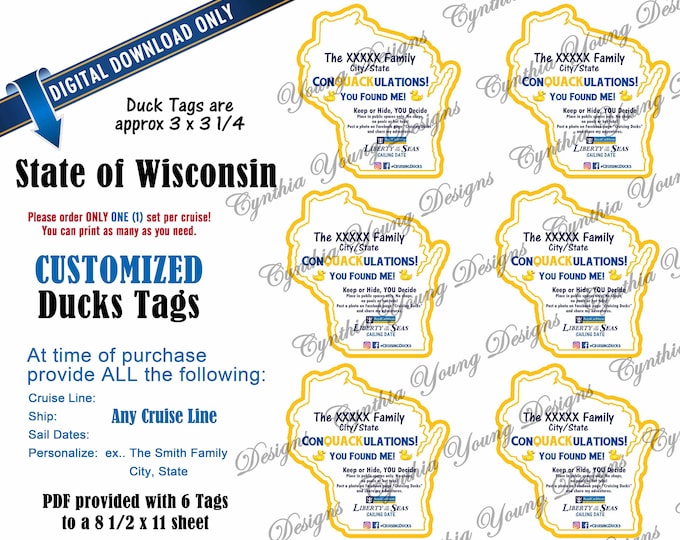 Wisconsin Shaped Duck Tags Customized With YOUR Personal - Etsy