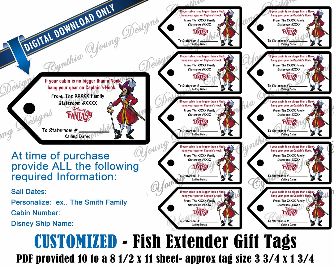 Fish Extender Gift Tags Customized With YOUR Personal Information ...