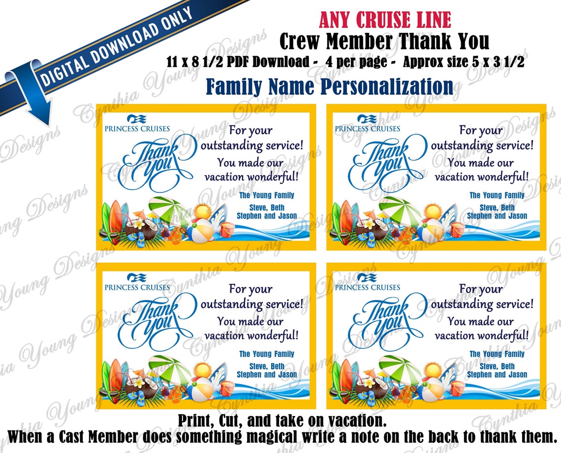 Cruise Line Crew Member Thank You | Any Cruise Line | Cruise Thank You ...