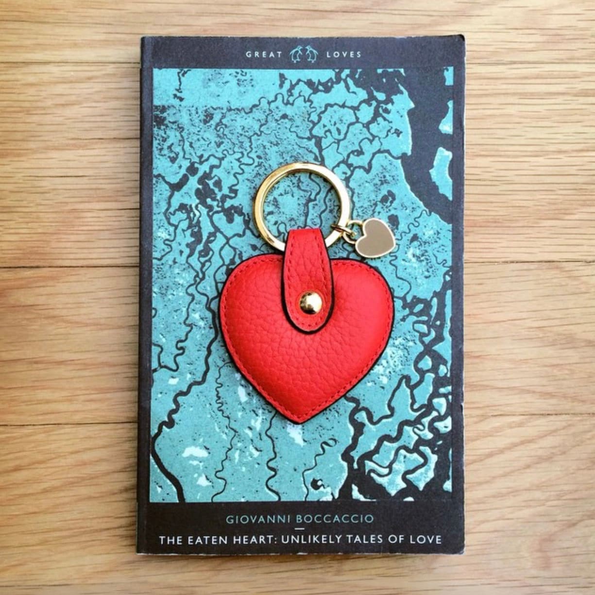 Leather Keychain Red Heart Shaped Purse Charm Handmade Genuine Leather ...