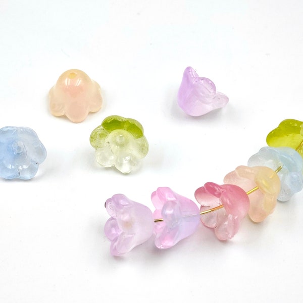 Glass Bells Flower Beads Etsy
