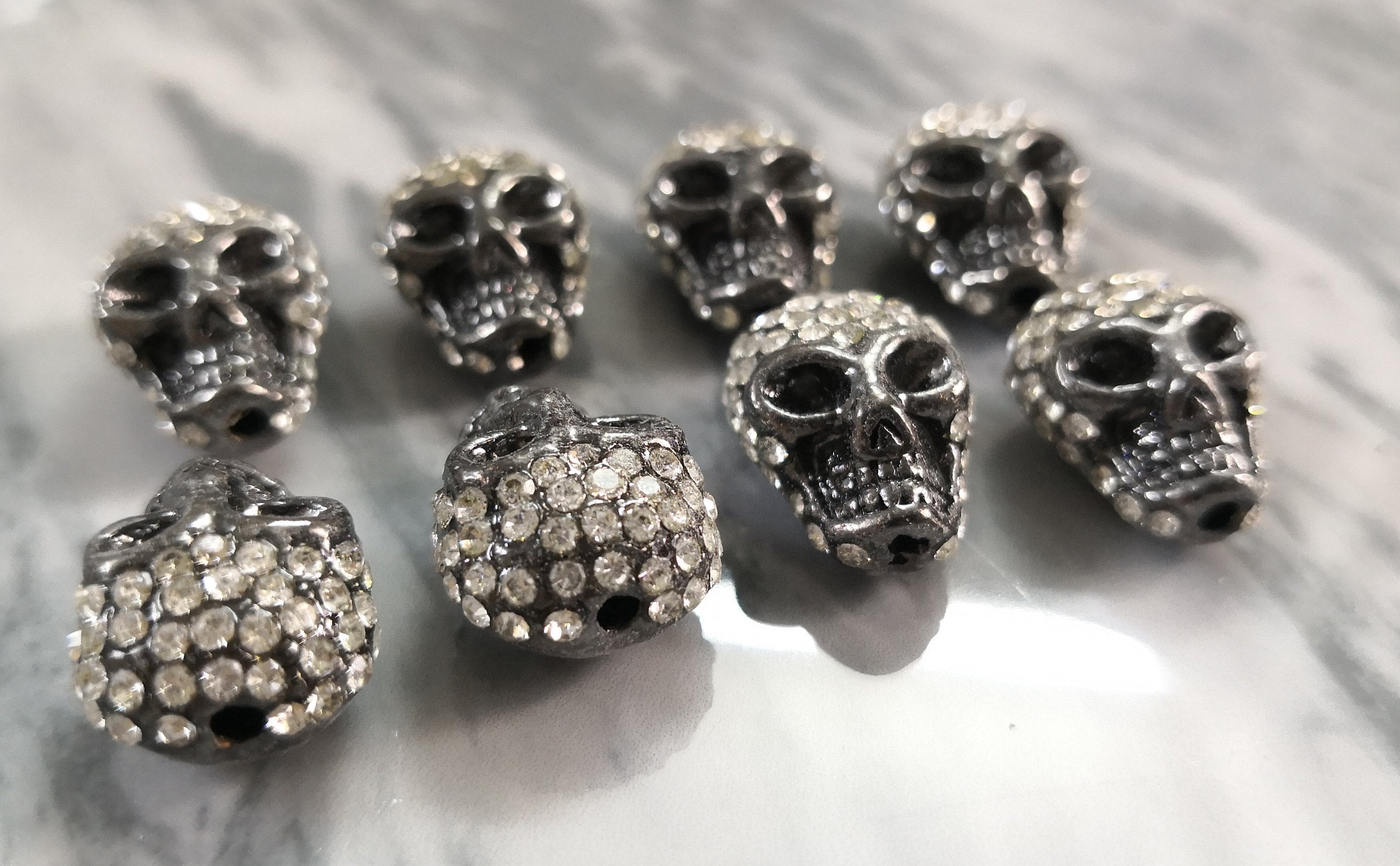 10pcs Metal Skull Bead Pave Skull Beads Gun Metal Skull | Etsy
