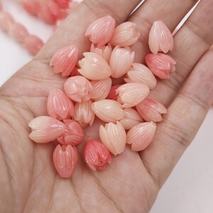 8 × 11mm Variegated Pink Pikake Beads, Composite Resin Coral Pink ...