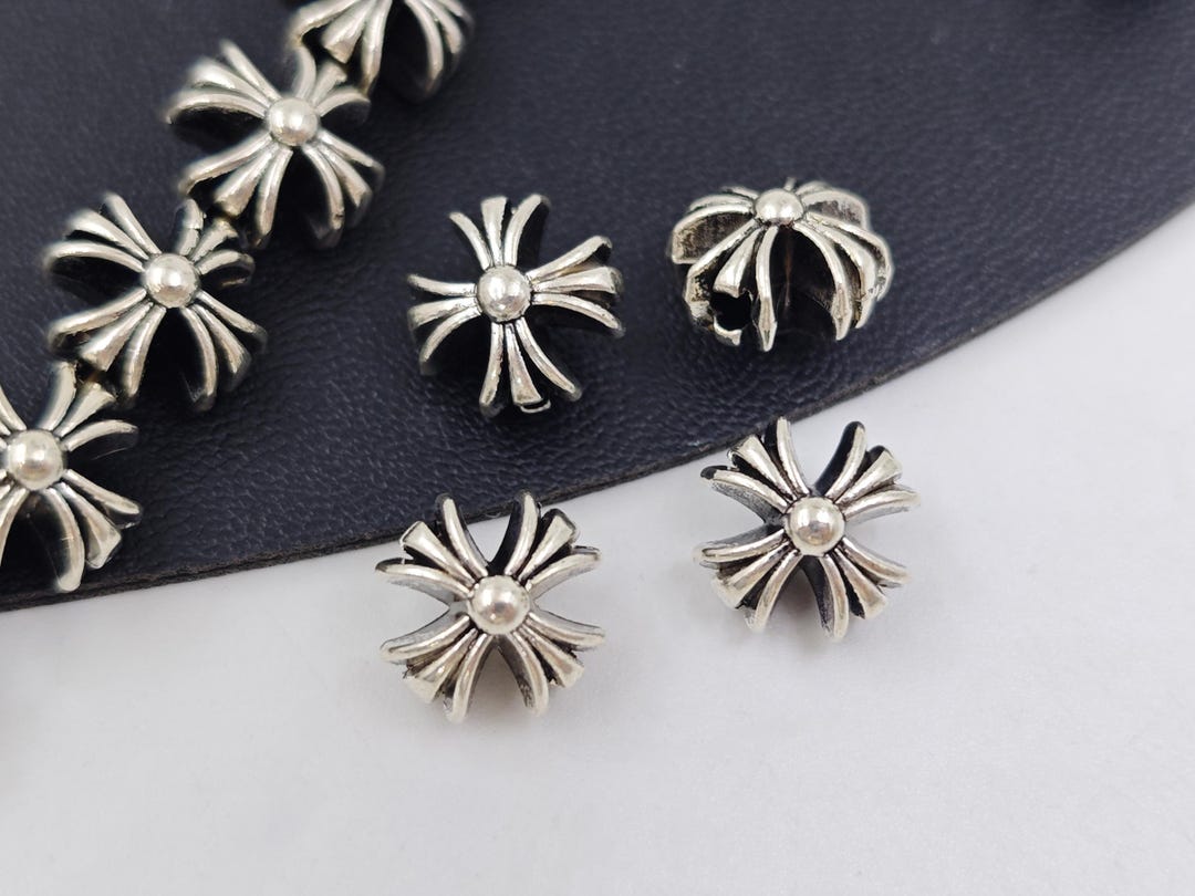 10 Mm Antique Silver Cross Beads , Double Sided Cross Beads , Cross ...