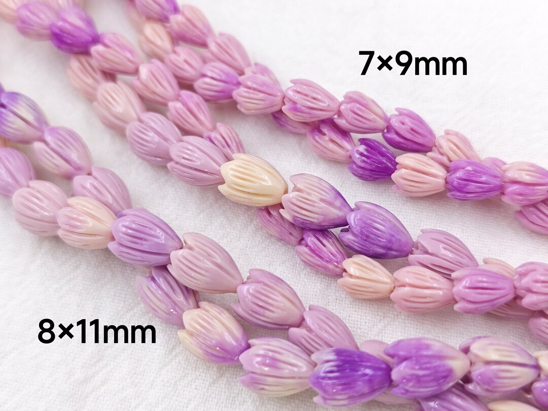 Variegated Purple Pikake Beads, Composite Resin Coral Purple Jasmine ...