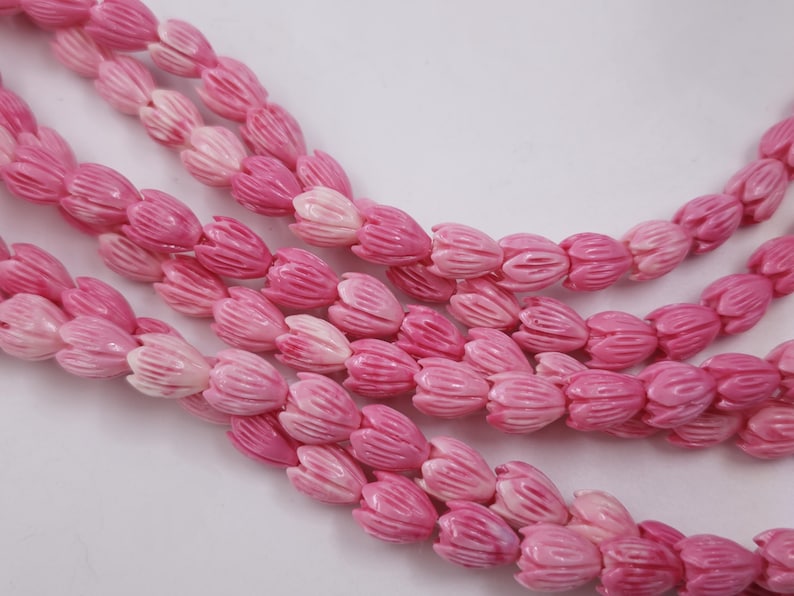 8 × 11mm Variegated Pink Pikake Beads, Composite Resin Coral Pink ...
