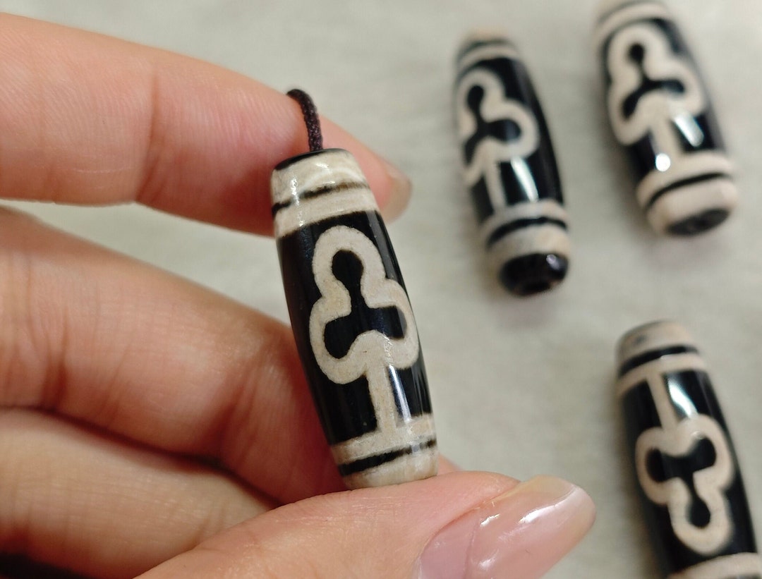 Bodhi Tree Tibetan Dzi Beads, Tibetan Bodhi Tree Symbol DZI Agate Oval ...