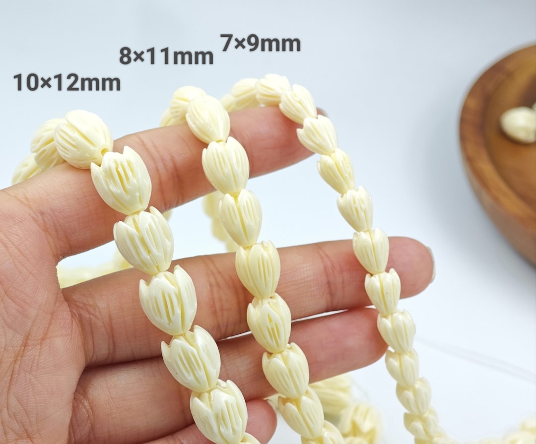 Ivory Pikake Beads , Composite Resin Coral Jasmine Flower Beads ...
