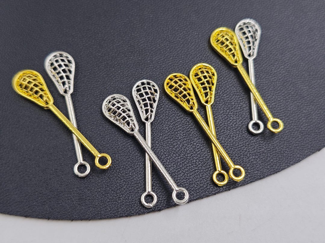 Gold / Rhodium Lacrosse Stick Charms , Mini Lacrosse Stick , LAX Sport ...