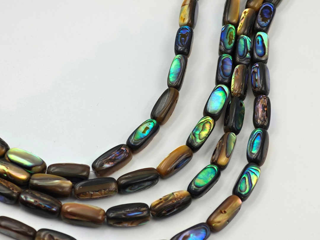 5×12 Mm Natural Abalone Tube Beads , Irregular Abalone Shell Beads ...