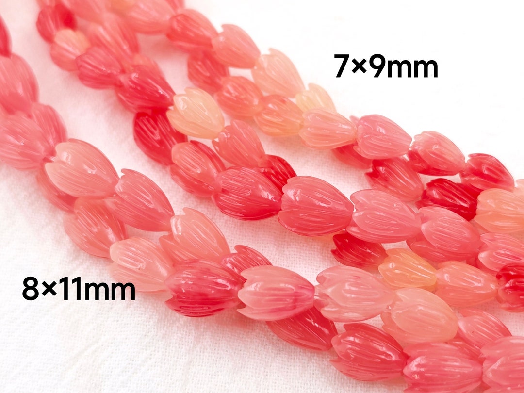 Translucent Pink Pikake Beads, Composite Resin Coral Jasmine Flower ...