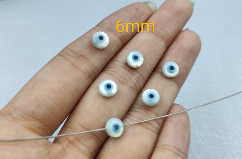 Mother of Pearl Evil Eye Beads ,greek Eye Beads ,natural White Shell ...