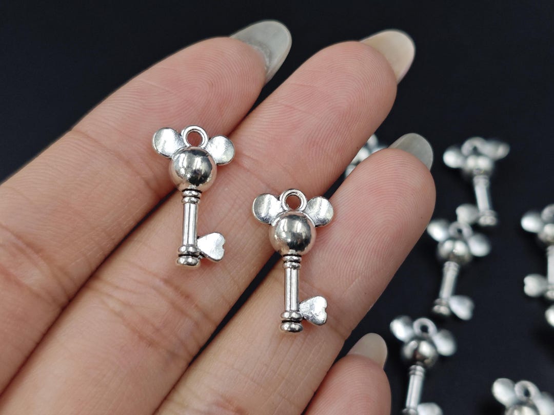10.5×18 Mm Antique Silver Mickey Mouse Key Charms , 30pcs Mini Mickey ...