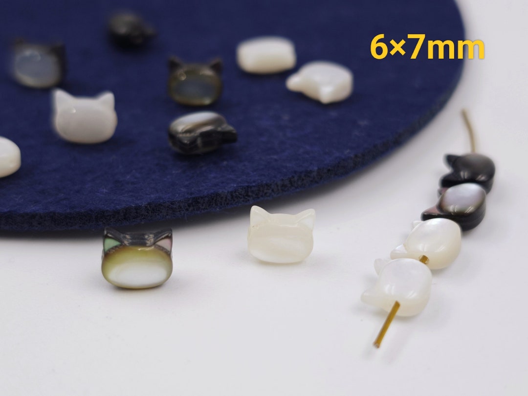6×7 Mm Mother of Pearl Cat Beads ,natural MOP Cat Head Beads, Puff Cute ...