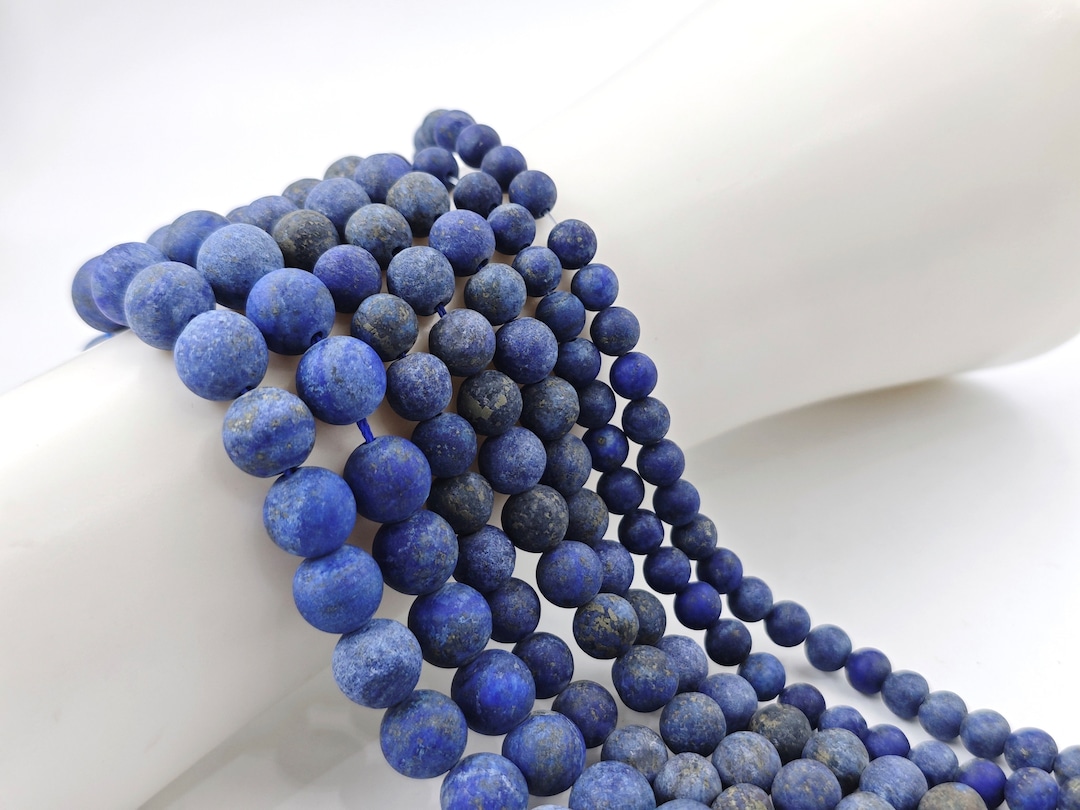 6/8/10 Mm Matte Round Lapis Lazuli Round Beads , Dark Blue Lapis Round ...