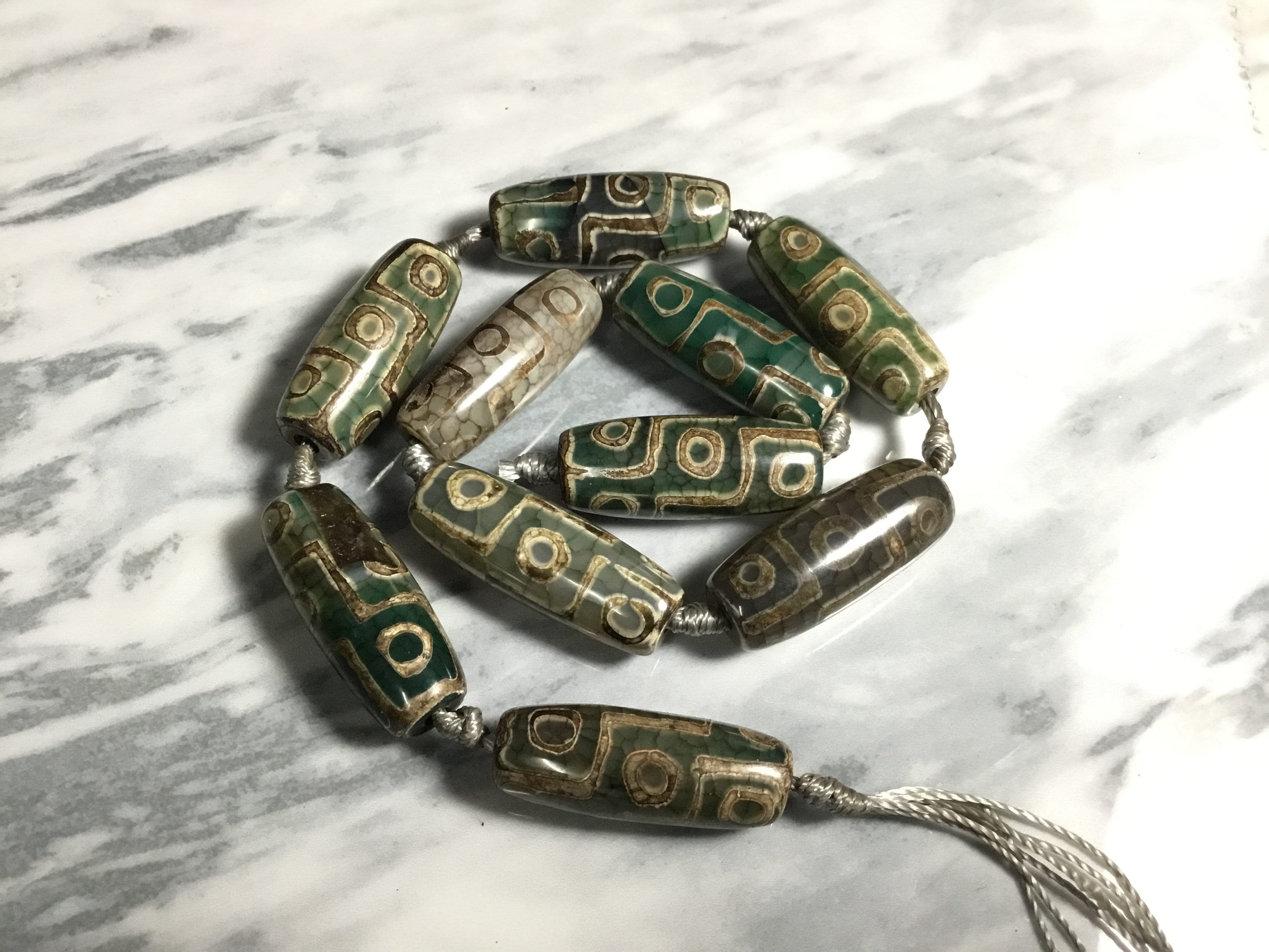 10PCS Ancient Green DZI Agate Beads 10x30mm Tibet Barrel - Etsy