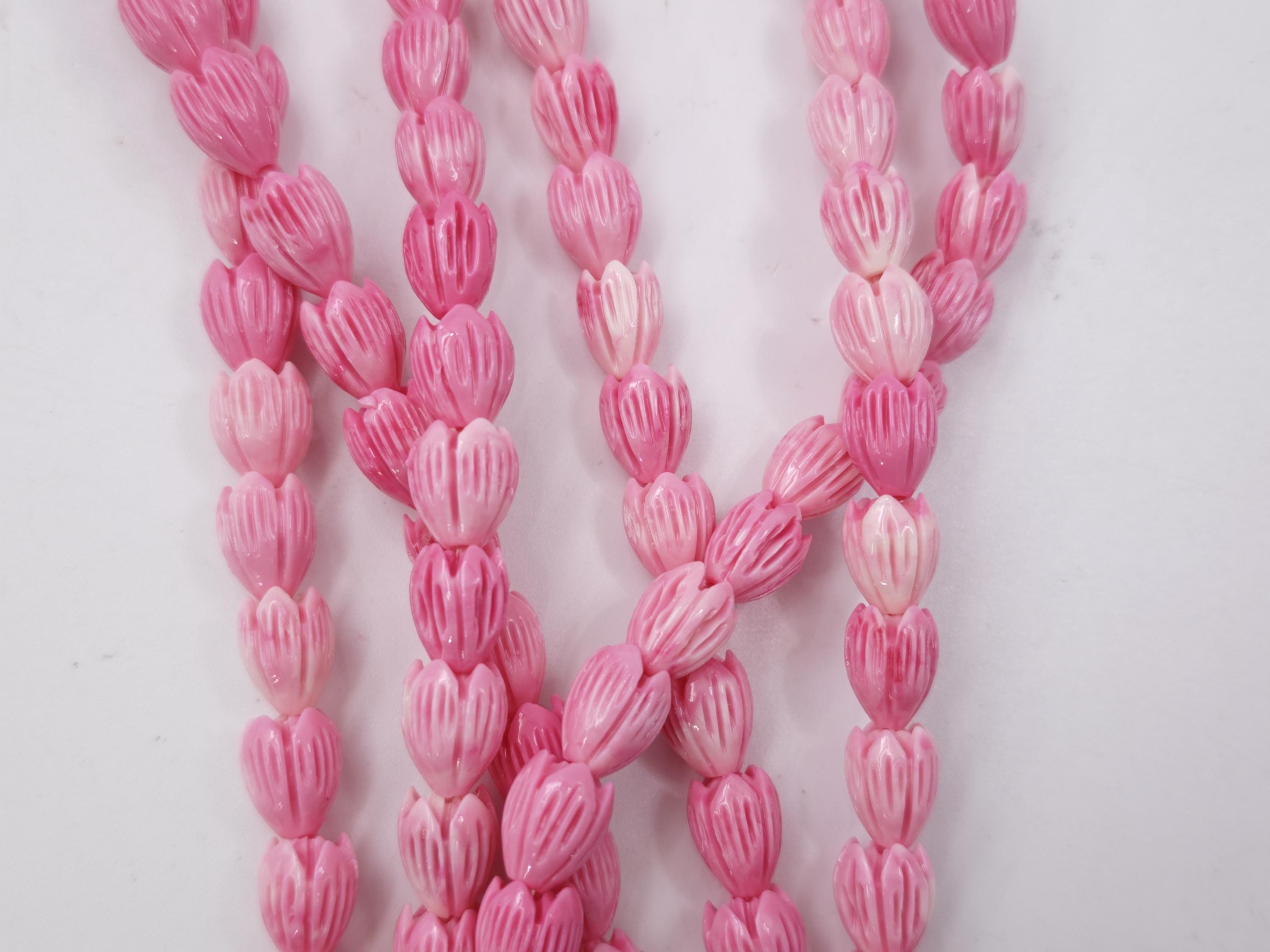 8 × 11mm Variegated Pink Pikake Beads, Composite Resin Coral Pink ...