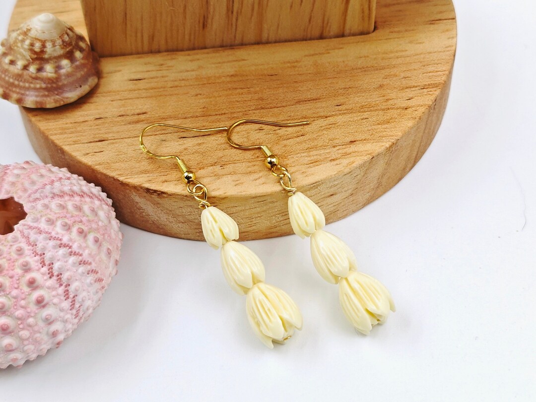 Triple Pikake Earrings, Hawaii Pikake Earrings, Jasmine Dangle Earrings ...