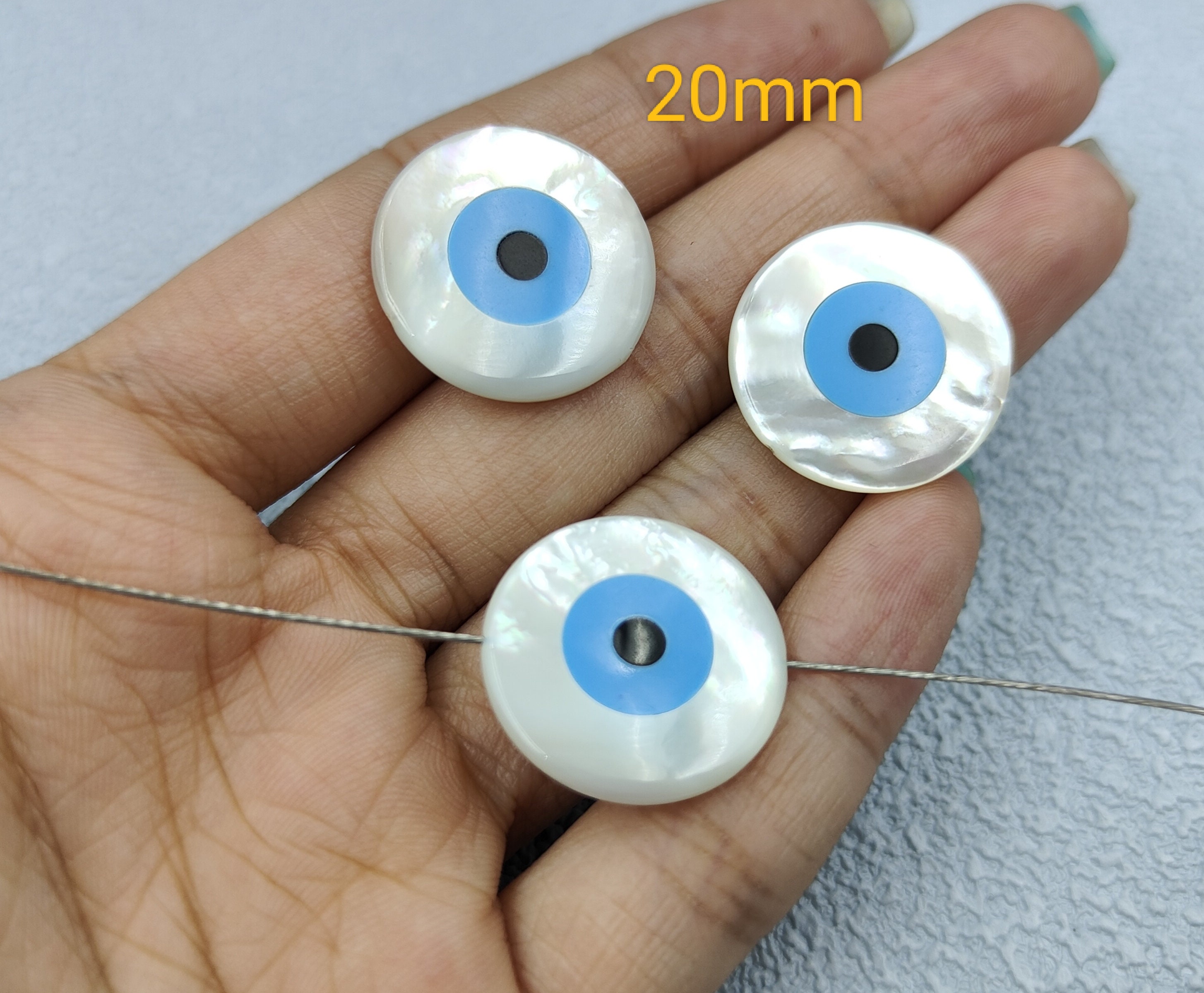 Mother of Pearl Evil Eye Beads ,greek Eye Beads ,natural White Shell ...