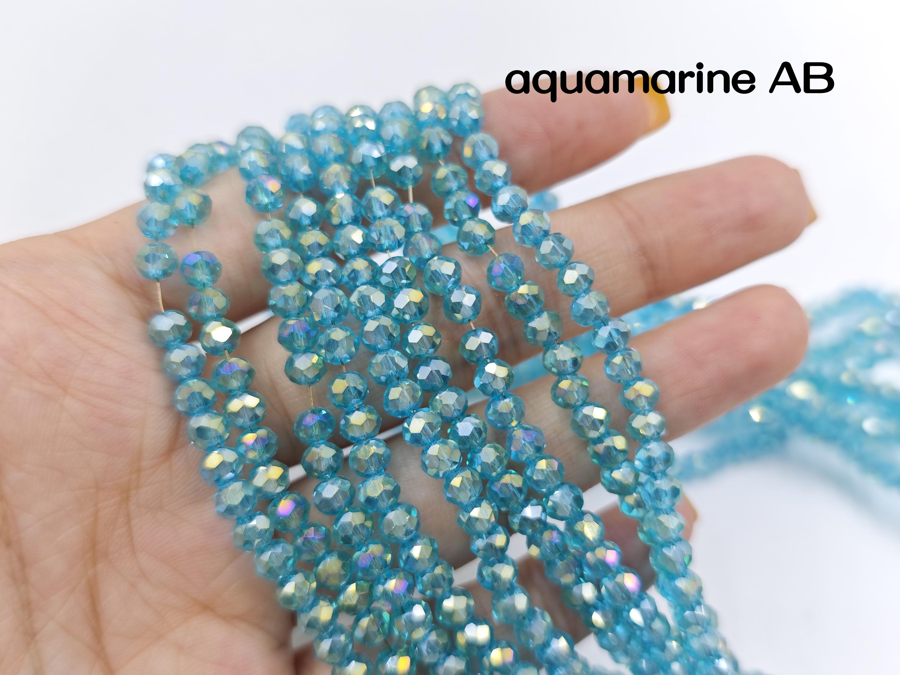 3×4 Mm Faceted Crystal Roundels Beads , Colorful AB Roundels Beads ...