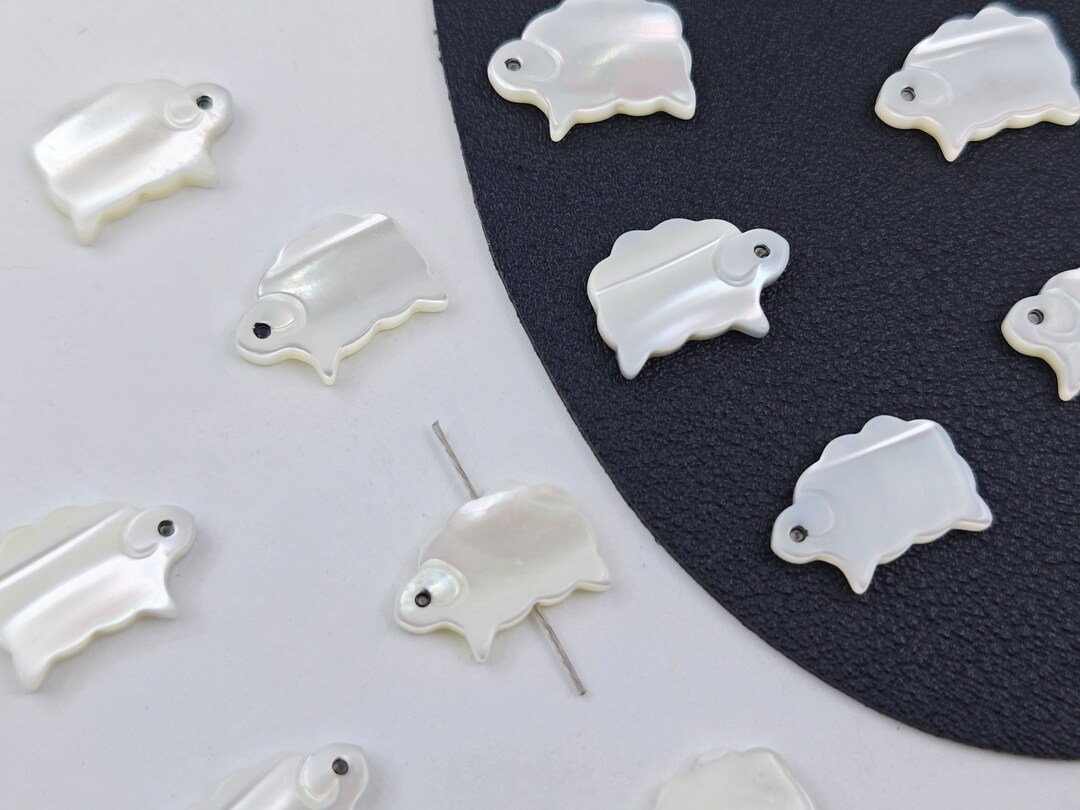 11×16 Mm Mother of Pearl Sheep Beads , Pearl Cute Lamb Beads , White ...