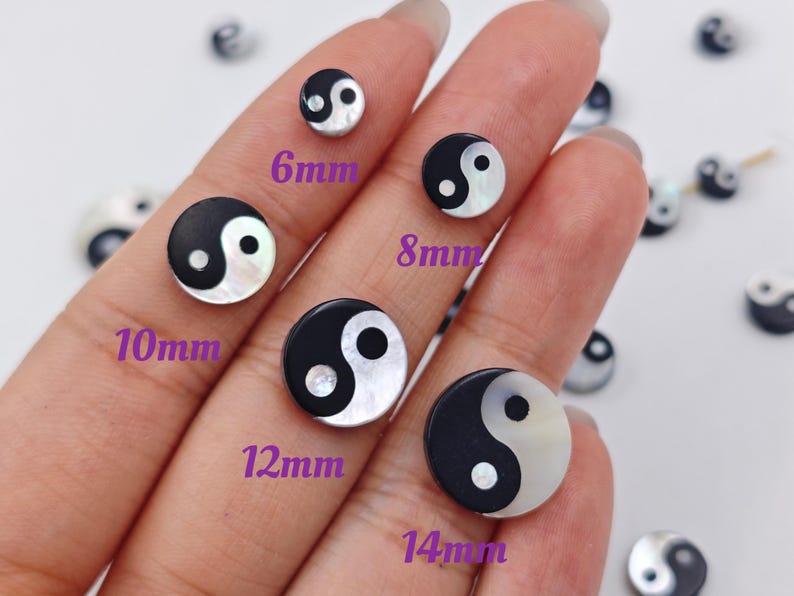 6 - 14 Mm MOP Tai Chi Spacer Beads , Double Sided Yin Yang Beads ...