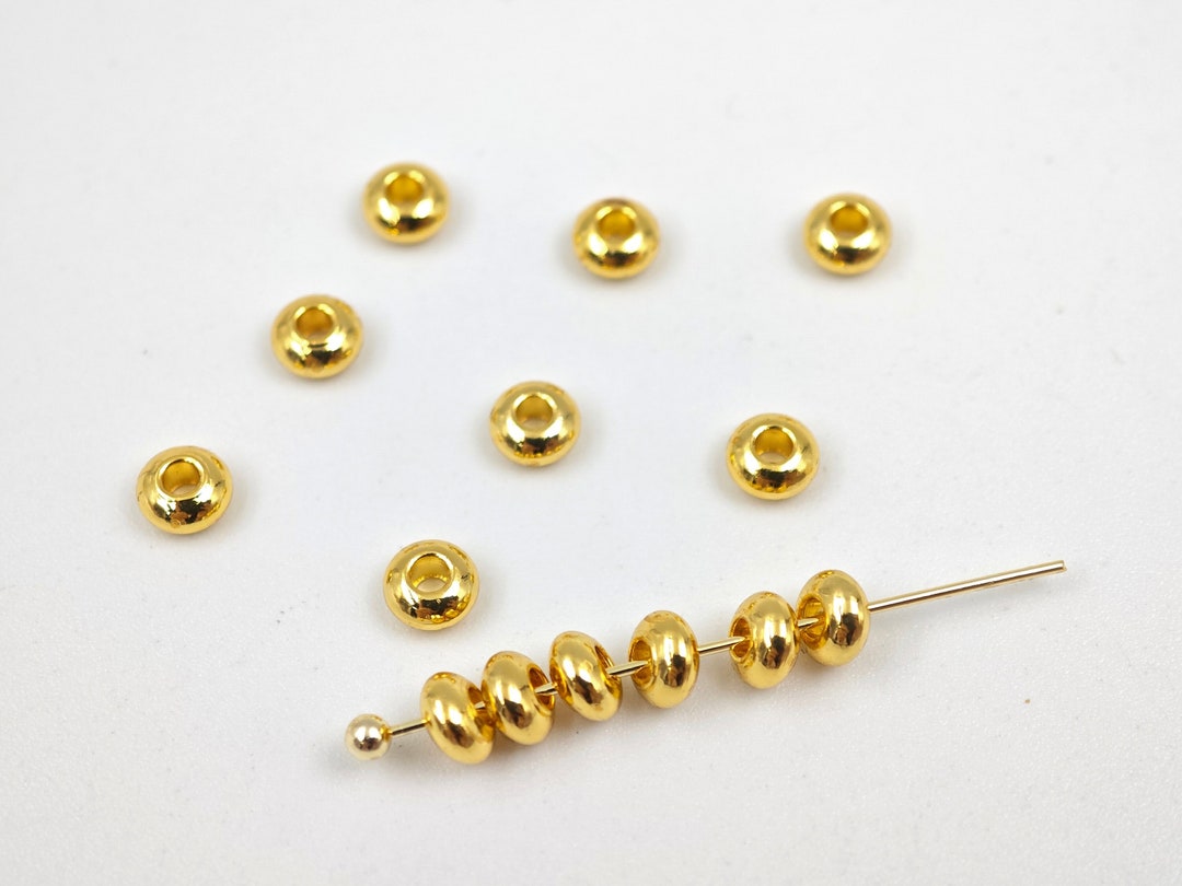 2x4 Mm Gold Plated Rondelle Beads, 18K Gold Plated Abacus Beads, Abacus ...