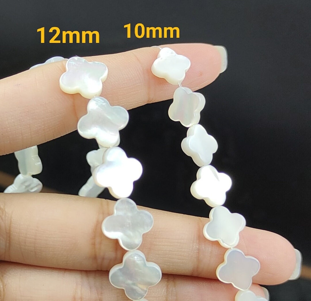 Mother of Pearl Four Leaf Clover Beads, White MOP Clover Beads,shell ...