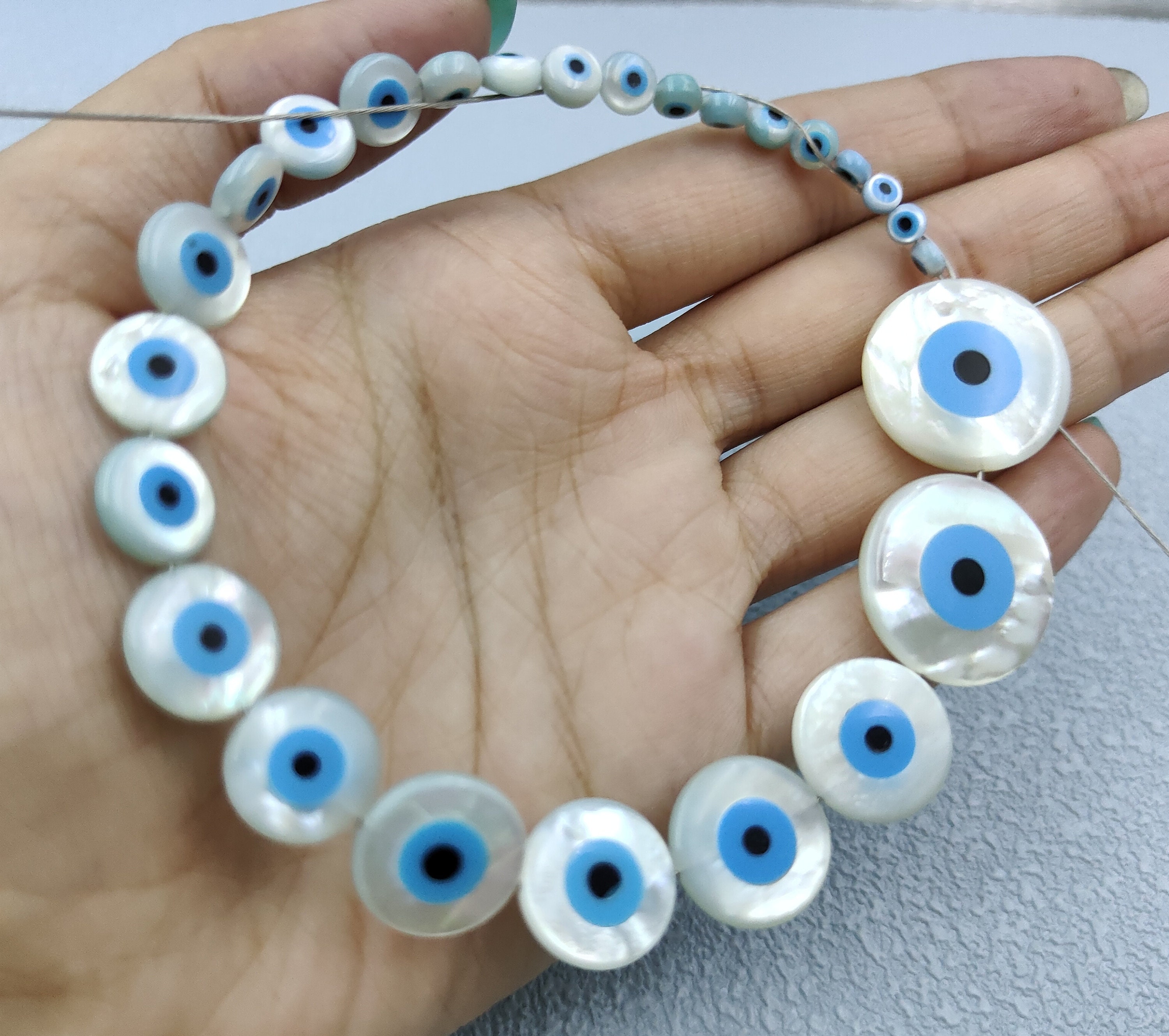 Mother of Pearl Evil Eye Beads ,greek Eye Beads ,natural White Shell ...