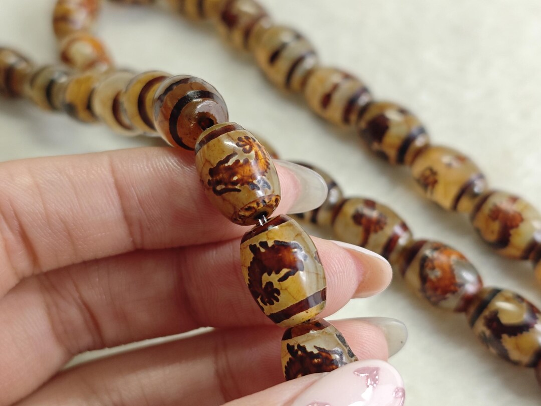 10 × 14 Mm Dragon Dzi Beads, Tibetan Dragon Pattern DZI Beads, Dragon ...