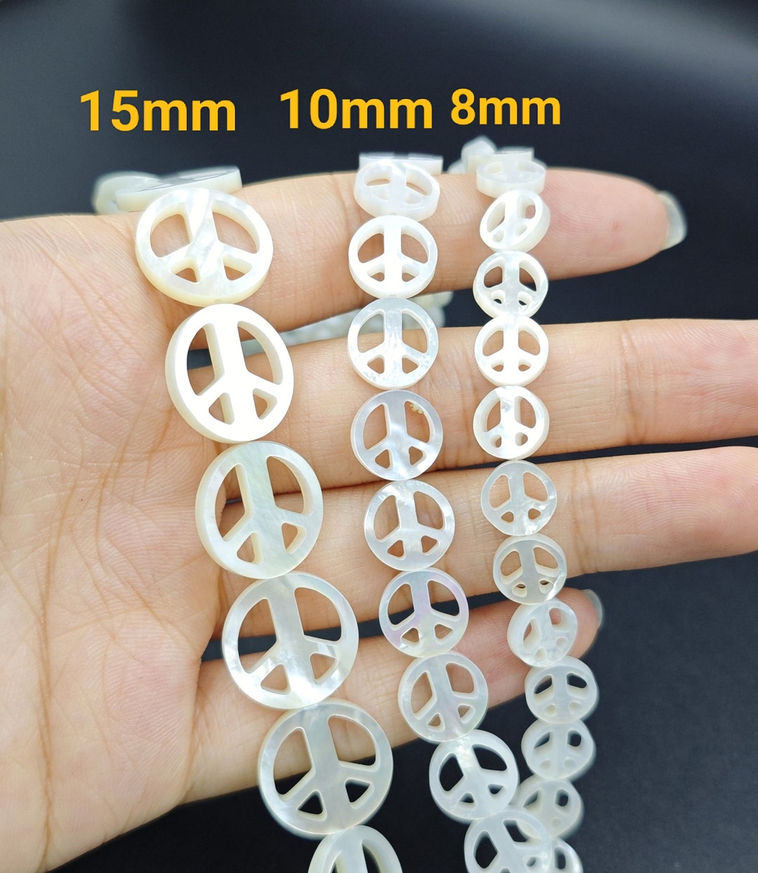 8/ 10/15 Mm Mother of Pearl Peace Beads ,natural White MOP Peace Beads ...