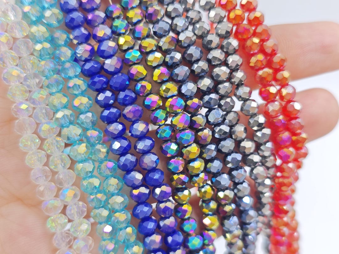 3×4 Mm Faceted Crystal Roundels Beads , Colorful AB Roundels Beads ...