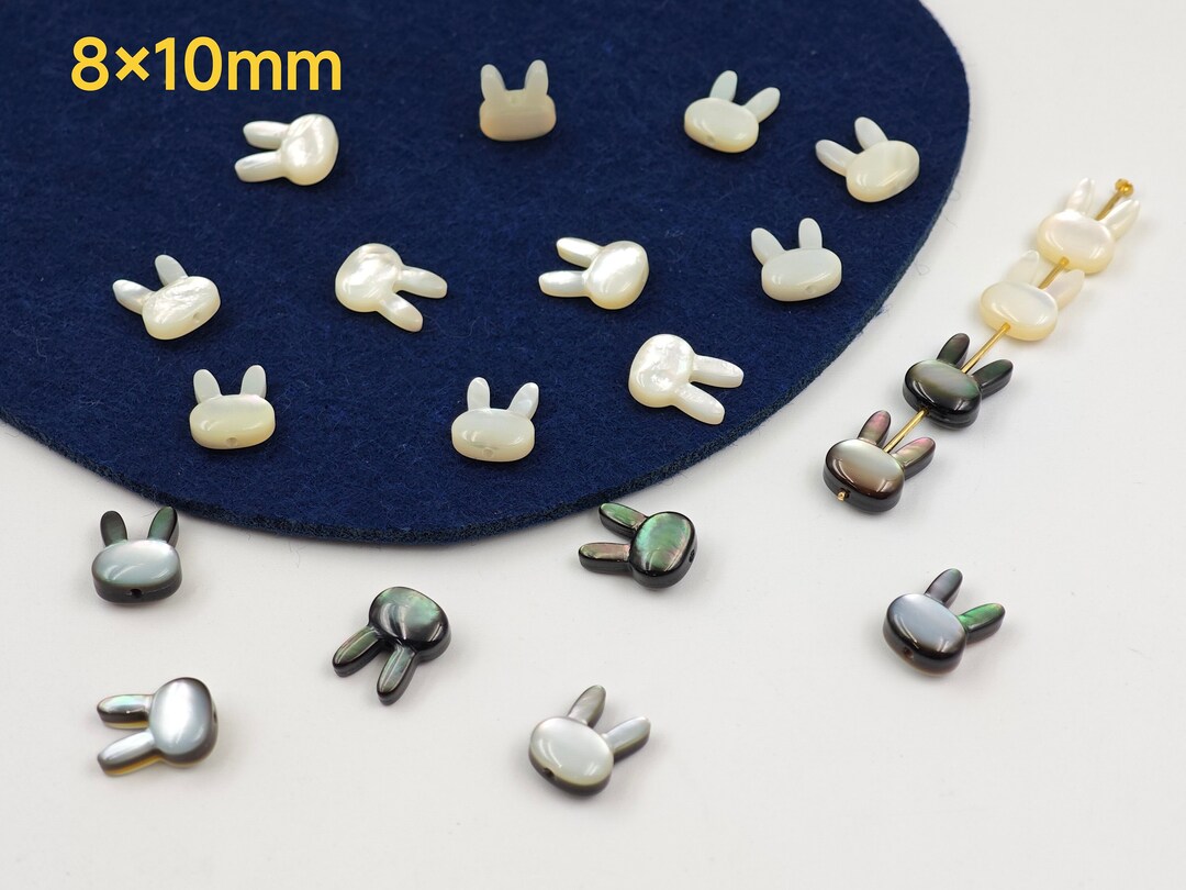 8×10mm Mother of Pearl Rabbit Beads, Natural MOP Rabbit Head Beads ...