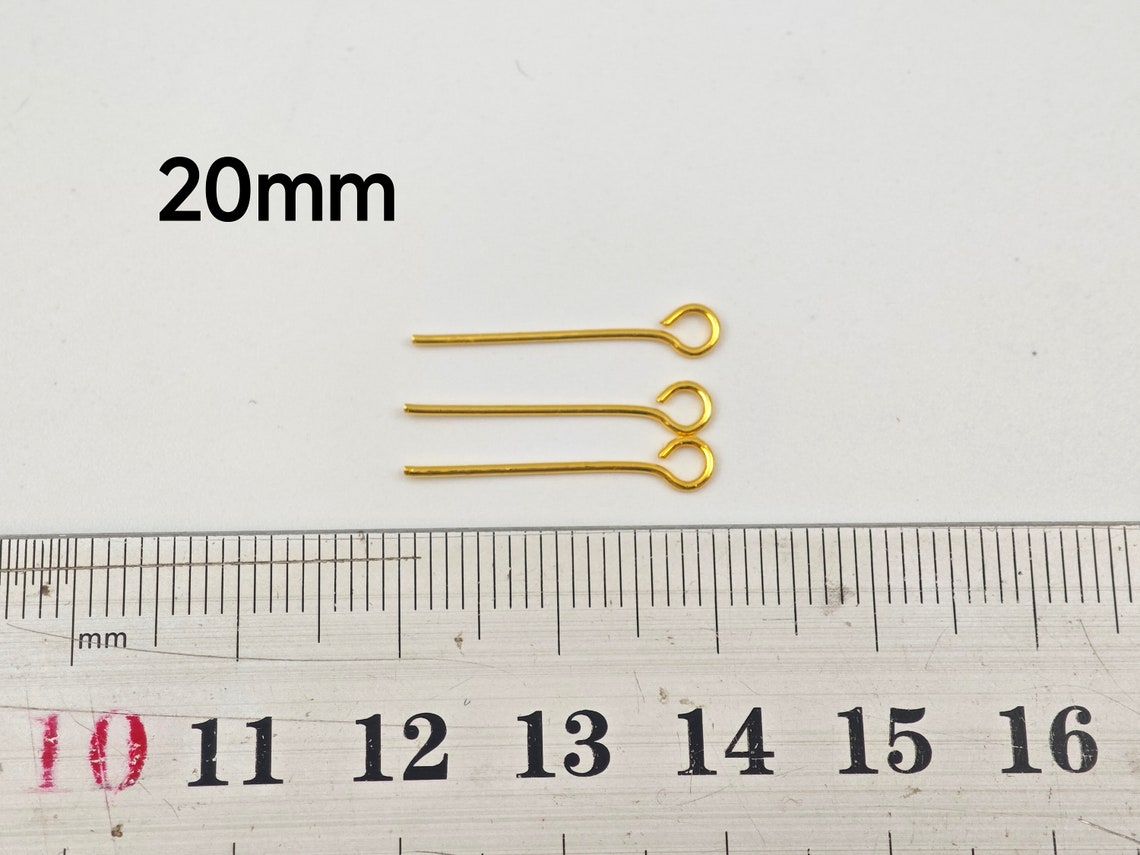 18K Gold Plated Eye Pins, 0.7 Mm Nine Headpins , 0.7 Mm Eye Headpins ...